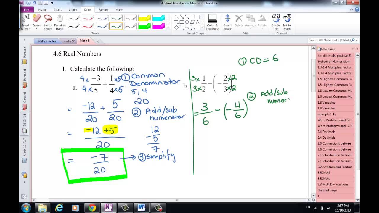 4 6 Adding And Subtrating Fractions With Negative Numbers YouTube 4 6 Adding And Subtrating Fractions With Negative Numbers YouTube