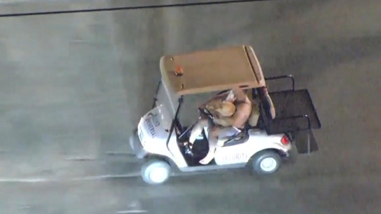 Shirtless Man Leads California Cops on Chase in Golf Cart - YouTube