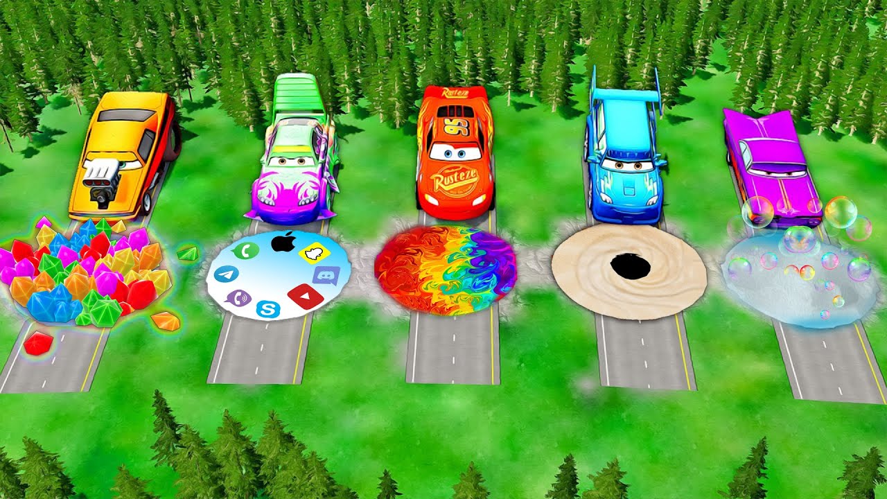 Mega Pits With McQueen & Friends Pixar Cars Vs Big & Small Lightning ...