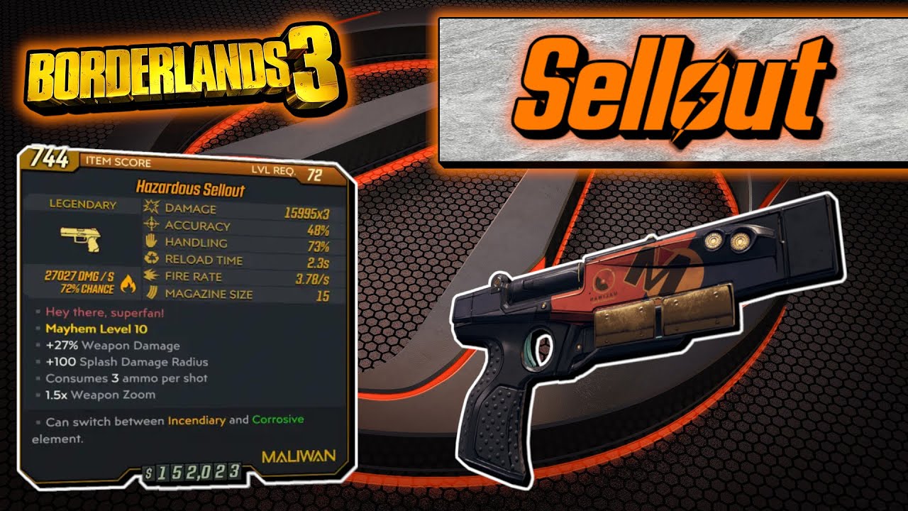 Legendary Item Guide | Sellout | [Borderlands 3] - YouTube