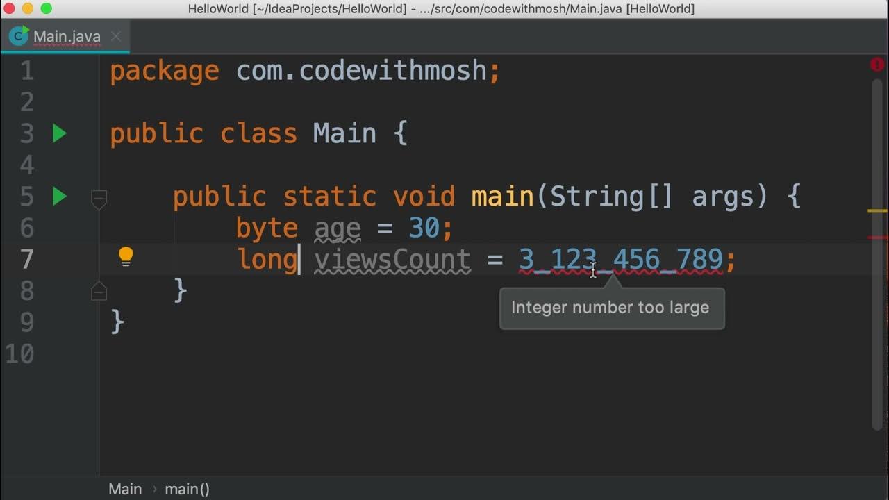 Java #9 - Primitive Types [By Mosh Hamedani] - YouTube
