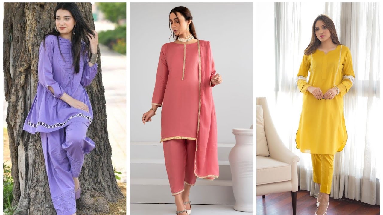 Dailywear plain suit ideas || Easy to stitch shalwar suit dress designs ...