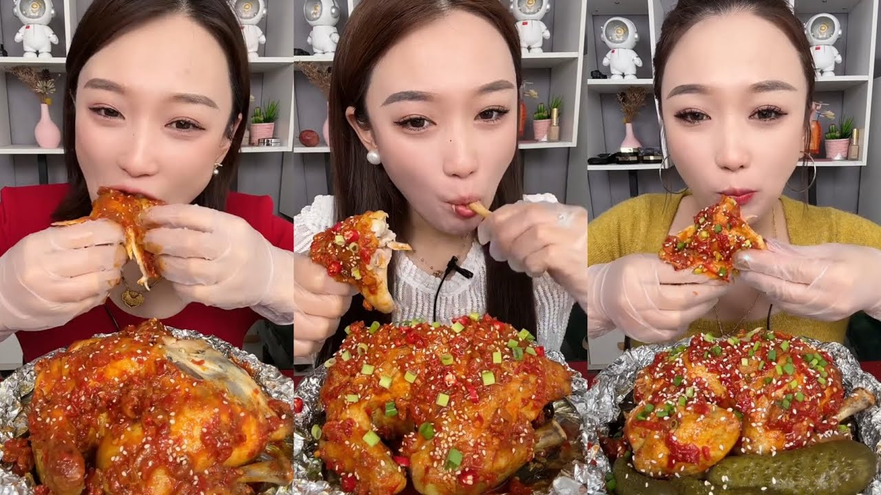 Whole Chicken Eating Mukbang ( No Talking) (The Real Mukbang) Delicious ...