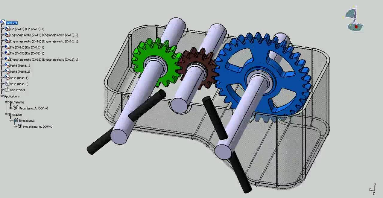 Tren de engranajes rectos 1 de 2 (CATIA V5) - YouTube