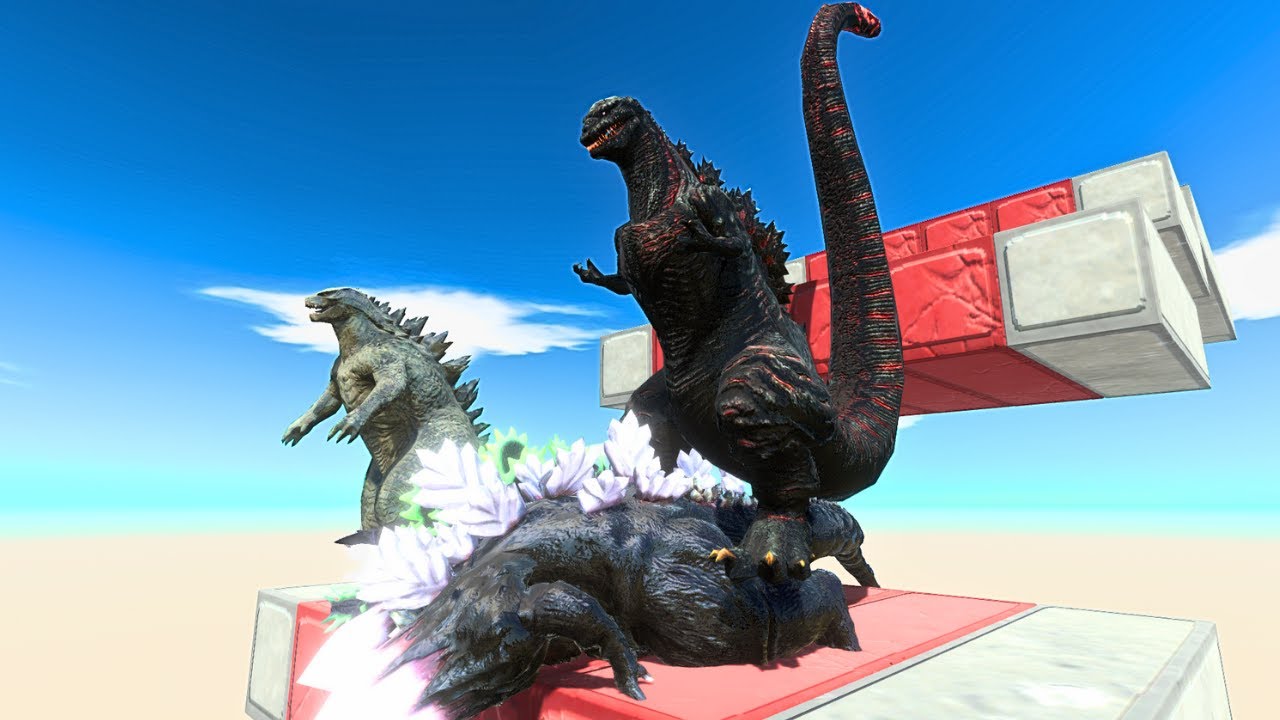 Godzilla Jumping Test - Who is the first reach the finish line ? Animal ...