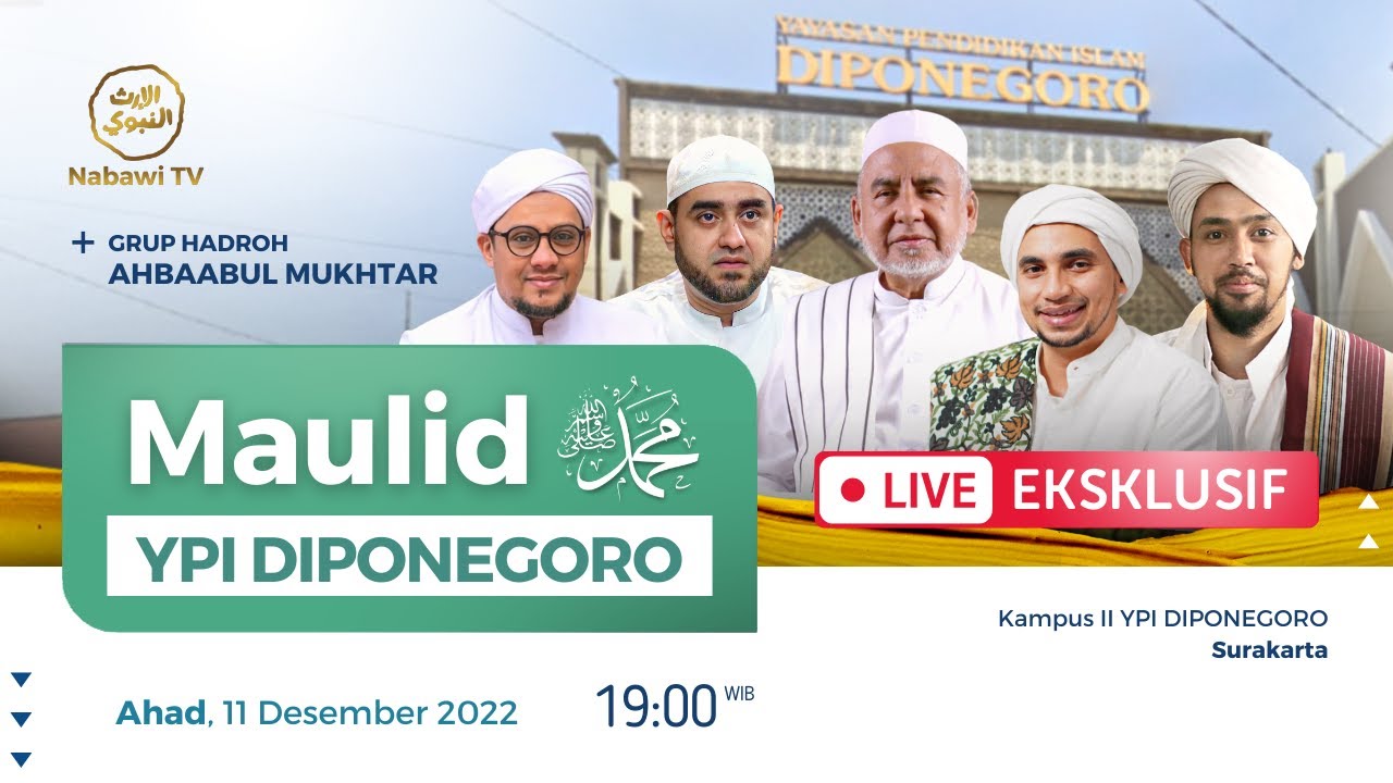 🔴LIVE MAULID NABI MUHAMMAD SAW YPI DIPONEGORO, SOLO | Nabawi TV - YouTube