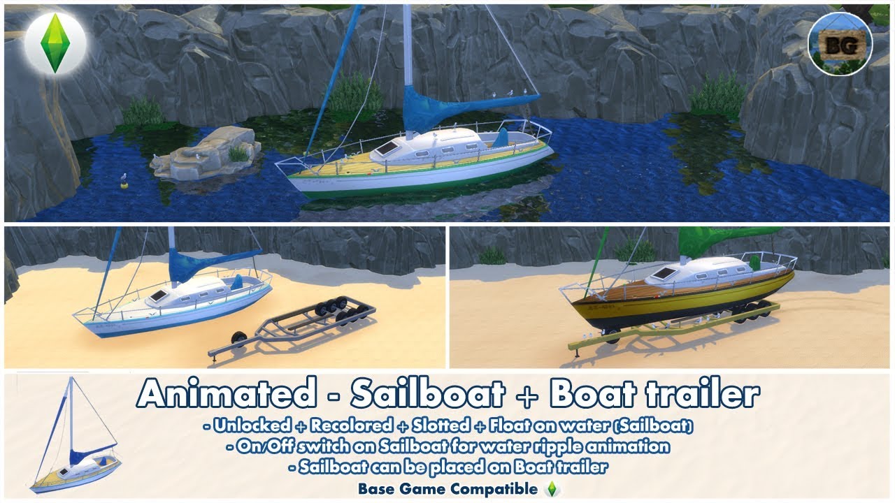 Bakies The Sims 4 Custom Content: Animated - Sailboat + Water Ripple ...