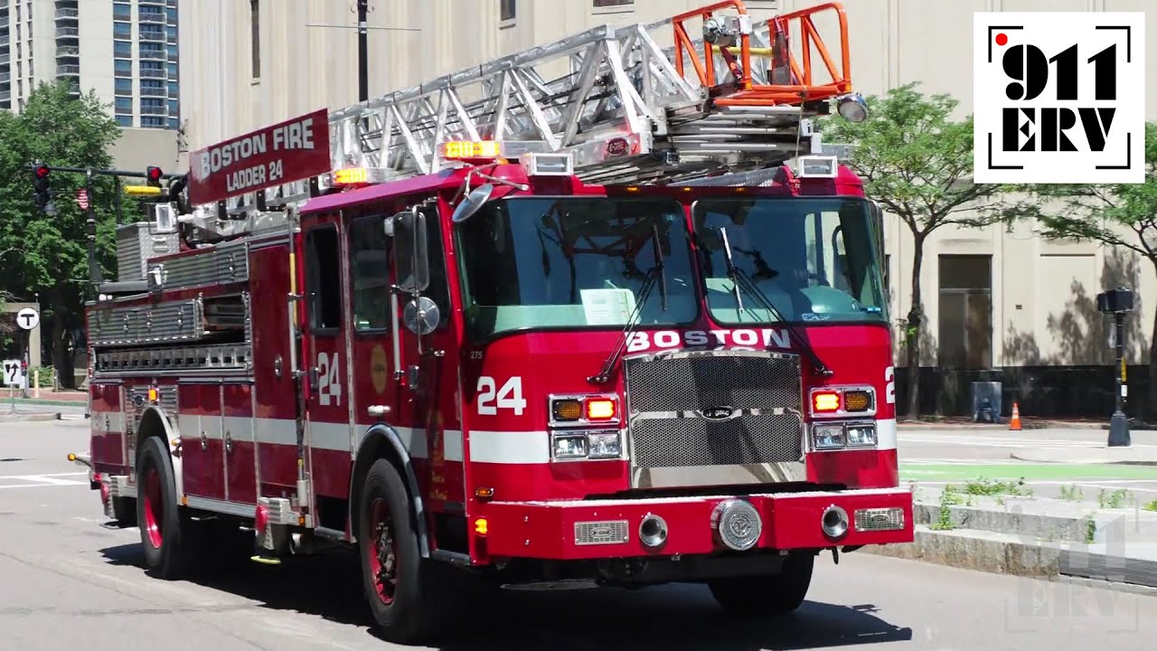Boston Fire Ladder 24 Responding - YouTube