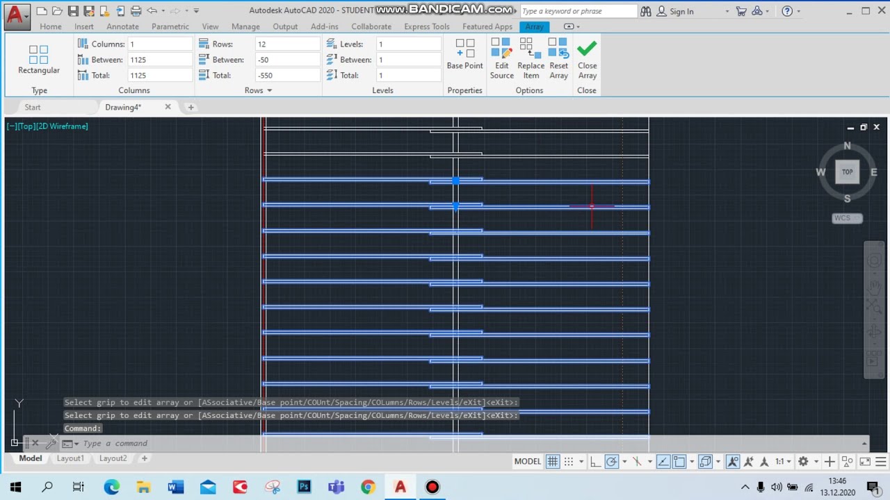 AutoCAD 2D 13. Ders: Array Komutu (Rectangular Array) - YouTube