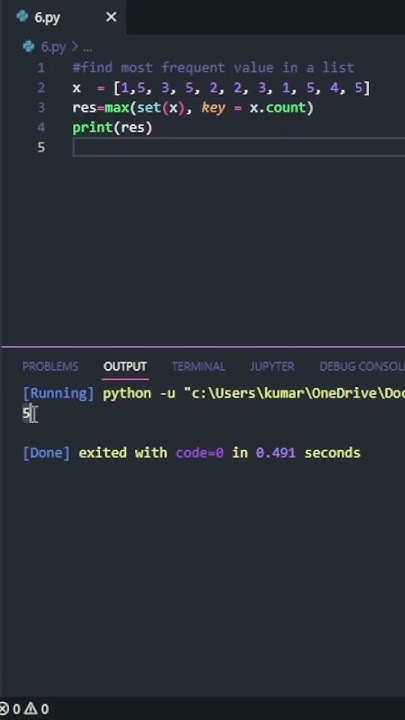 Find Most Frequent Value In Python List Python Programming Coding Youtube