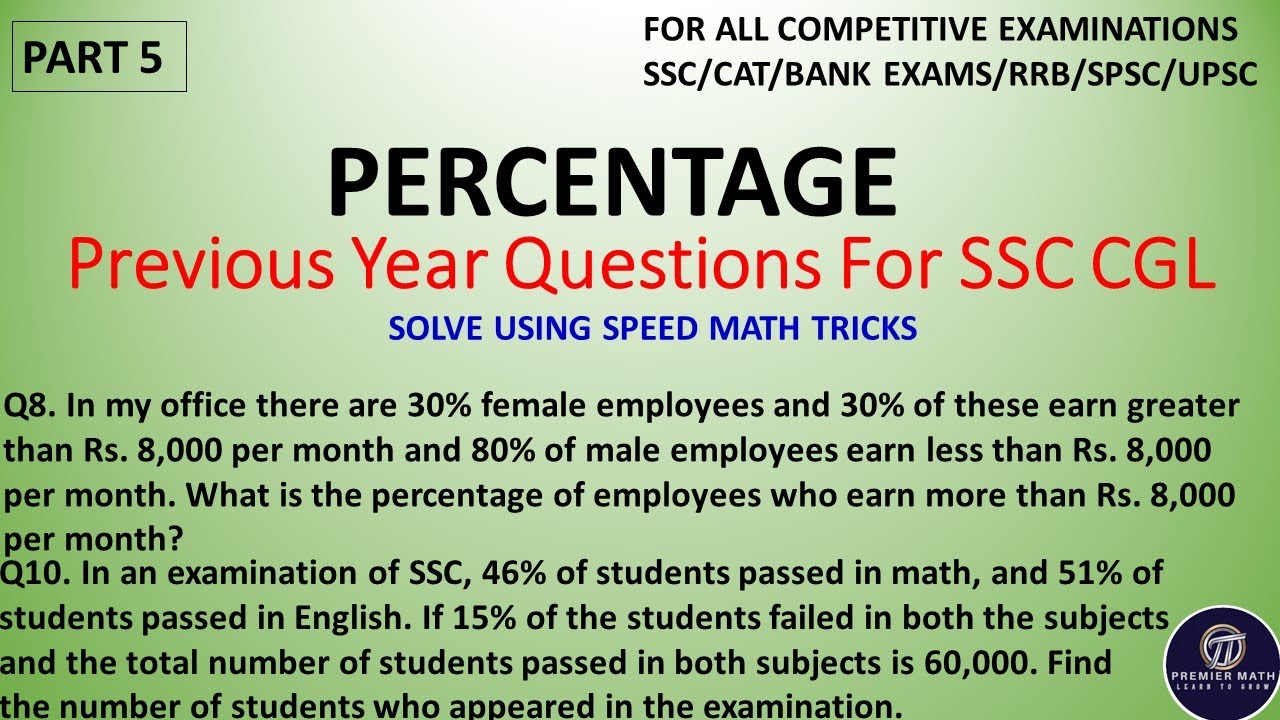 Percentage SSC CGL Problems - YouTube