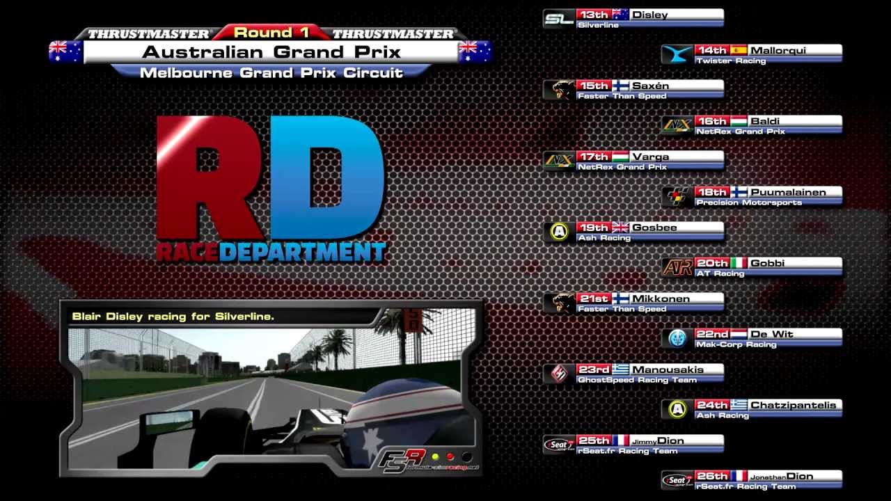 rFactor F1 2012 Formula SimRacing - Round 01, Australia - YouTube