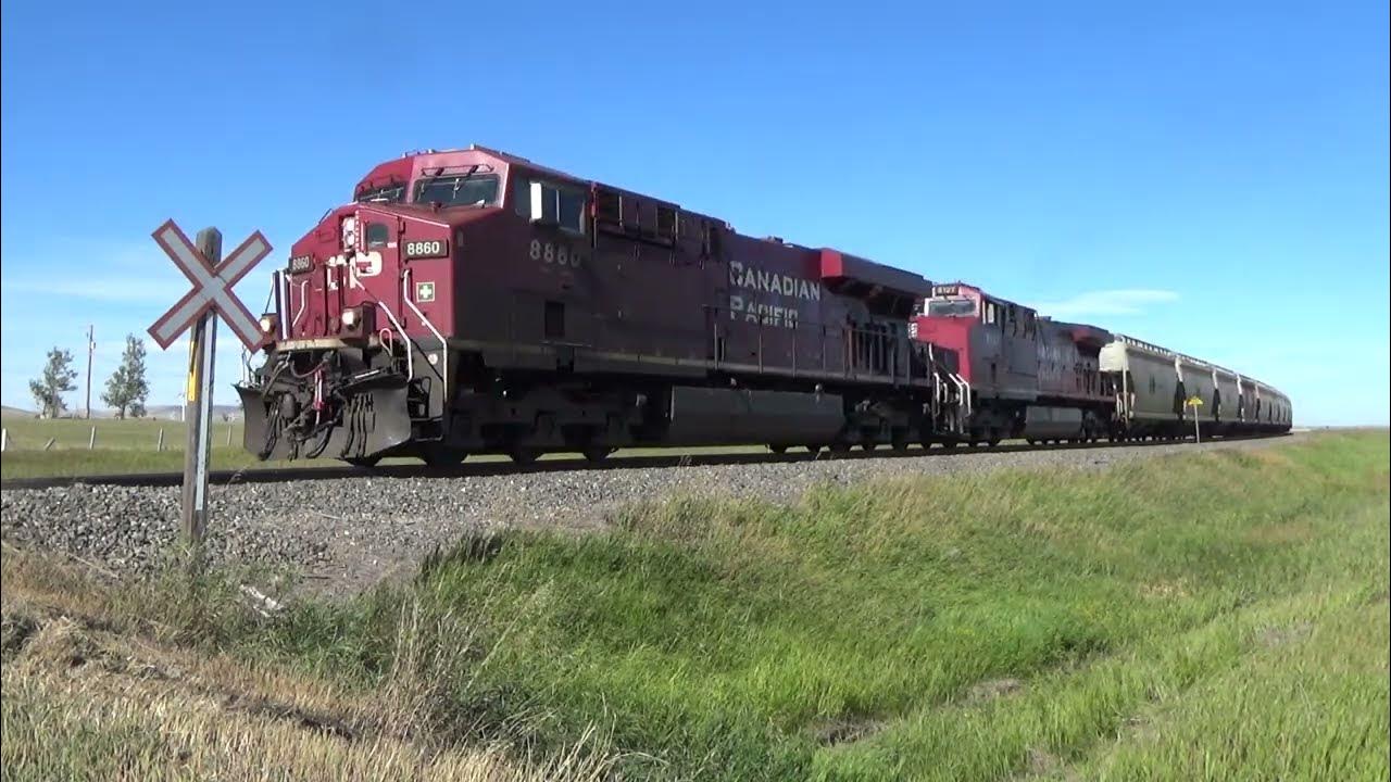 BROCKET!! CP 8860 Leads CP 669 (Potash Loads) West at Brocket AB, CP Crowsnest Subdivision ...