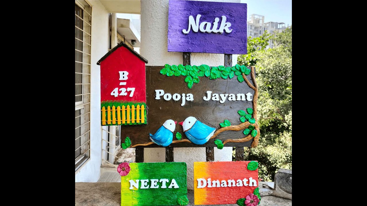 Nameplate | wooden clay homemade nameplate - YouTube