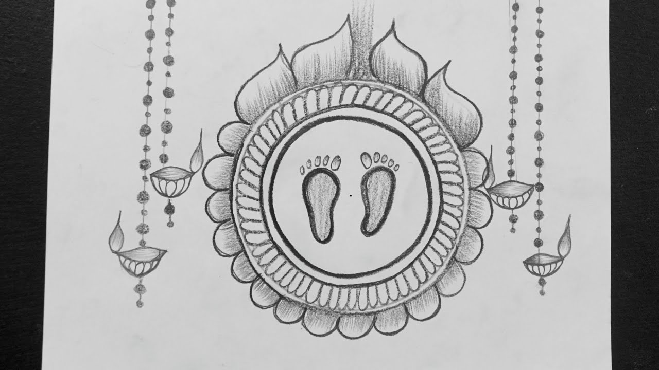 Pencil Drawing For Dhanteras || Laxmi Ji Pencil Drawing || Dhanteras ...