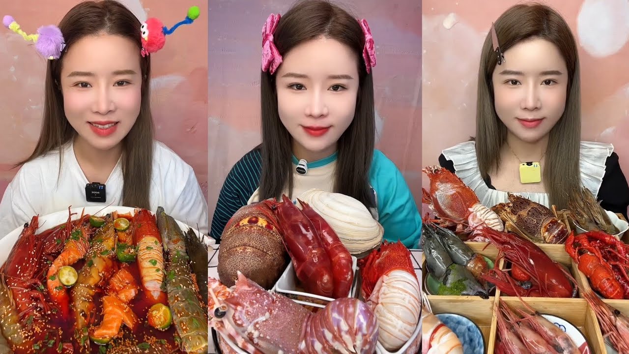 Mukbang #195:Eat seafood 🦞 red devil shrimp 🍤🦐 crab pipi shrimp 🍤🤤# ...