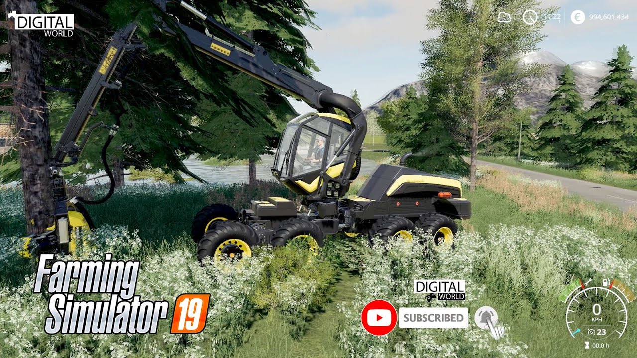 FS19 Forestry, Cutting Trees, Timber Runner Wide Autoload Wood Trailer ...