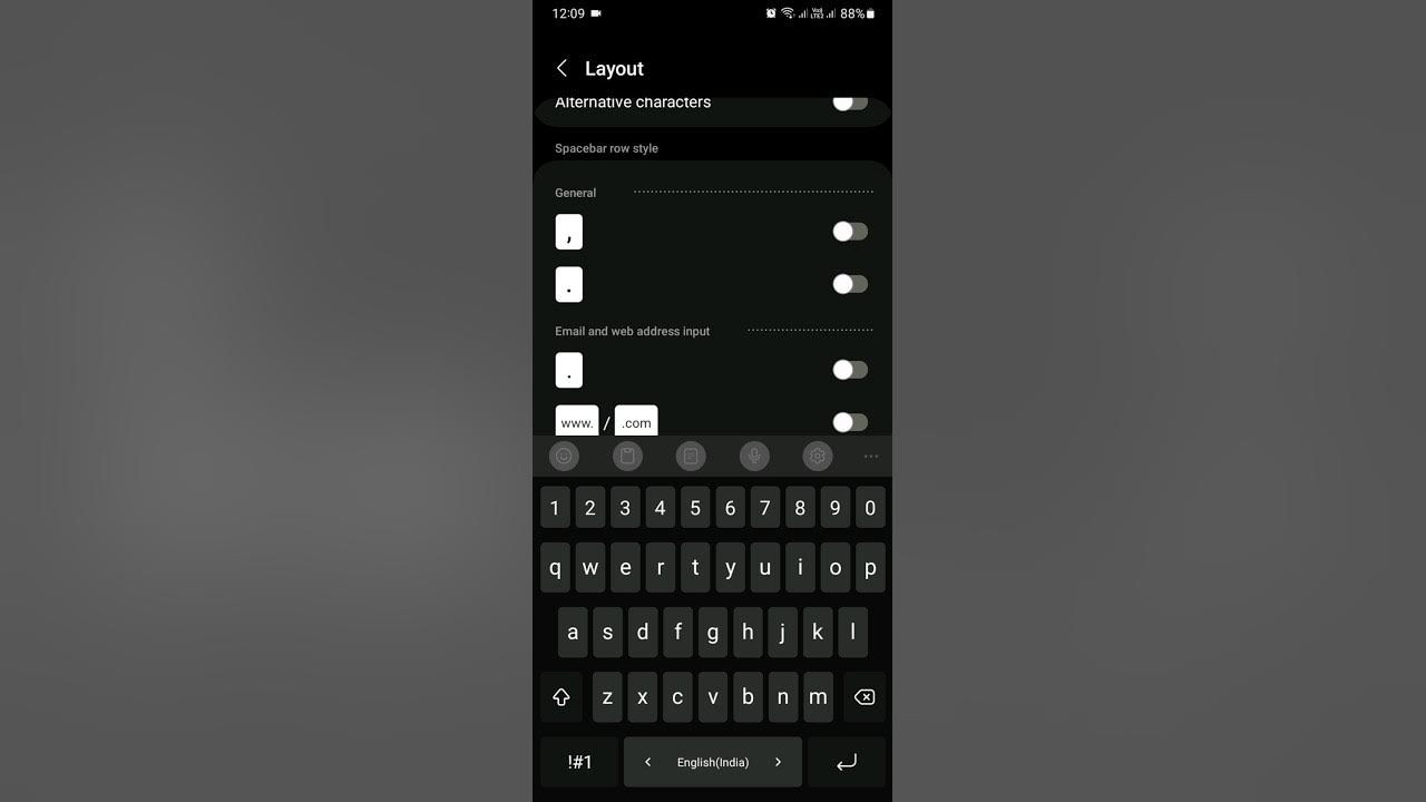How to remove or add .(dot) or ,(comma) keys on android Samsung keyboard. - YouTube