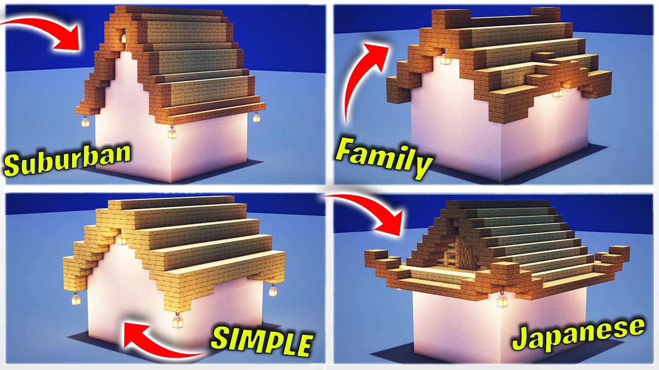 7+1 SIMPLE House Roof Designs (WORST TO BEST) Minecraft Tutorial - YouTube