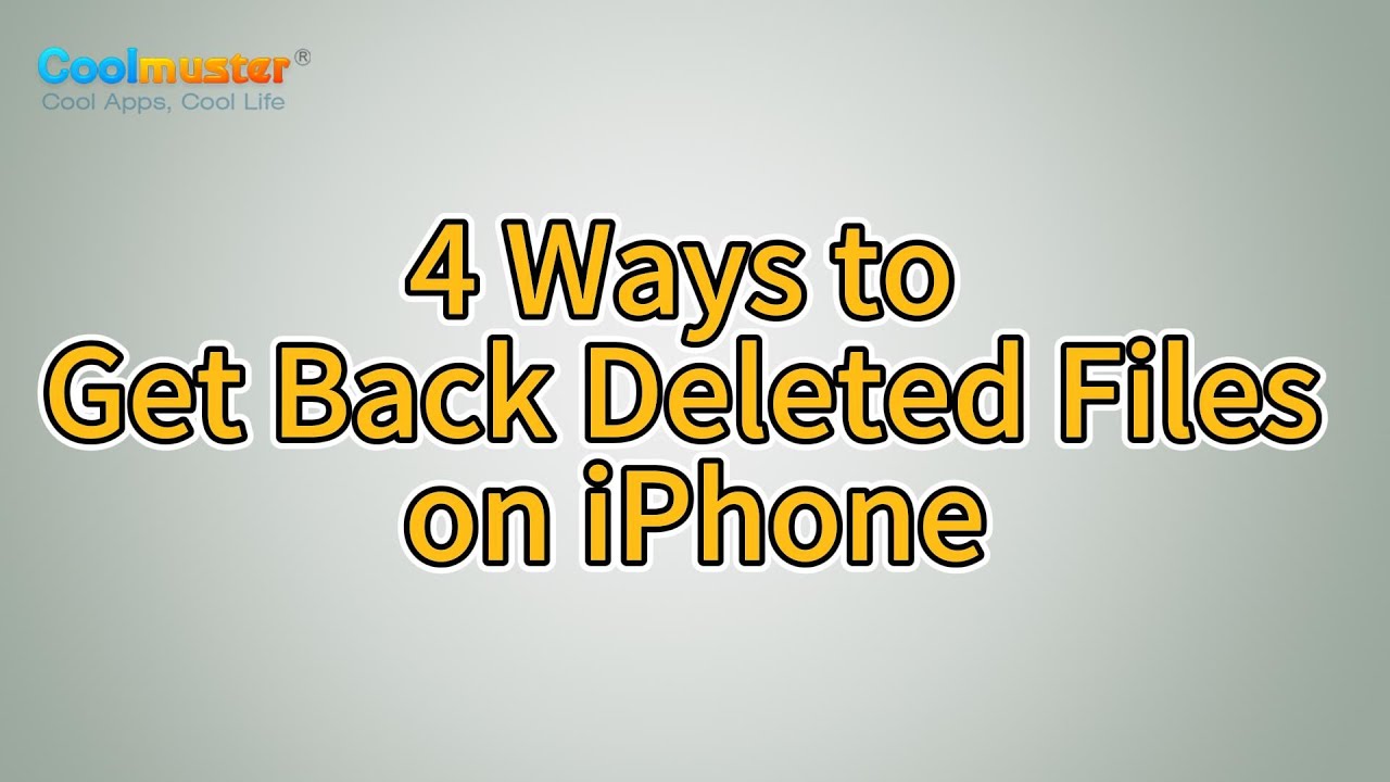 How to Get Back Deleted Files on iPhone? [4 Ways] - YouTube