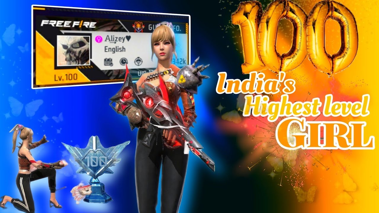 100 LEVEL 💙 | INDIA'S HIGHEST LEVEL GIRL FREE FIRE 🇮🇳 - YouTube