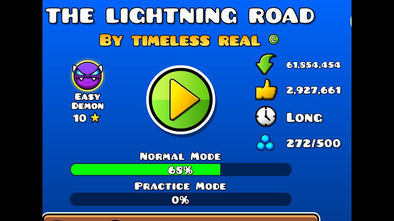 GD: GRINDING THE LIGHTNING ROAD, PB: 71% (1ST DEMON) - YouTube