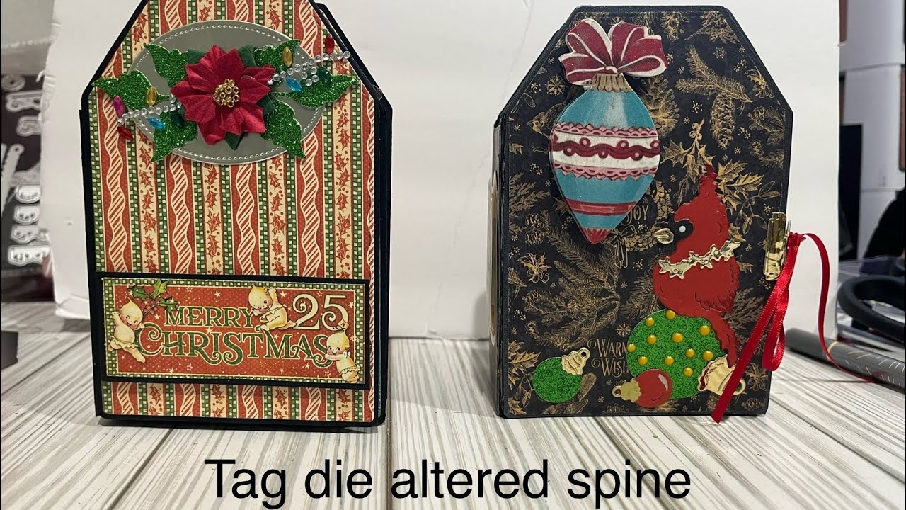 Christmas Tag for mini with altered Spine and Gift card Holder🎄 - YouTube