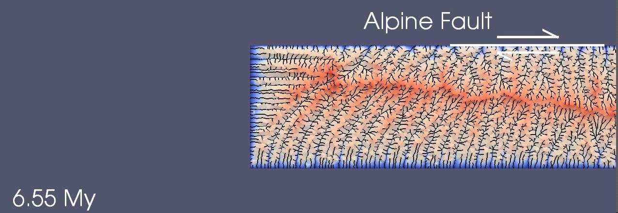 Numerical Simulation of Southern Alps Drainage Evolution - YouTube