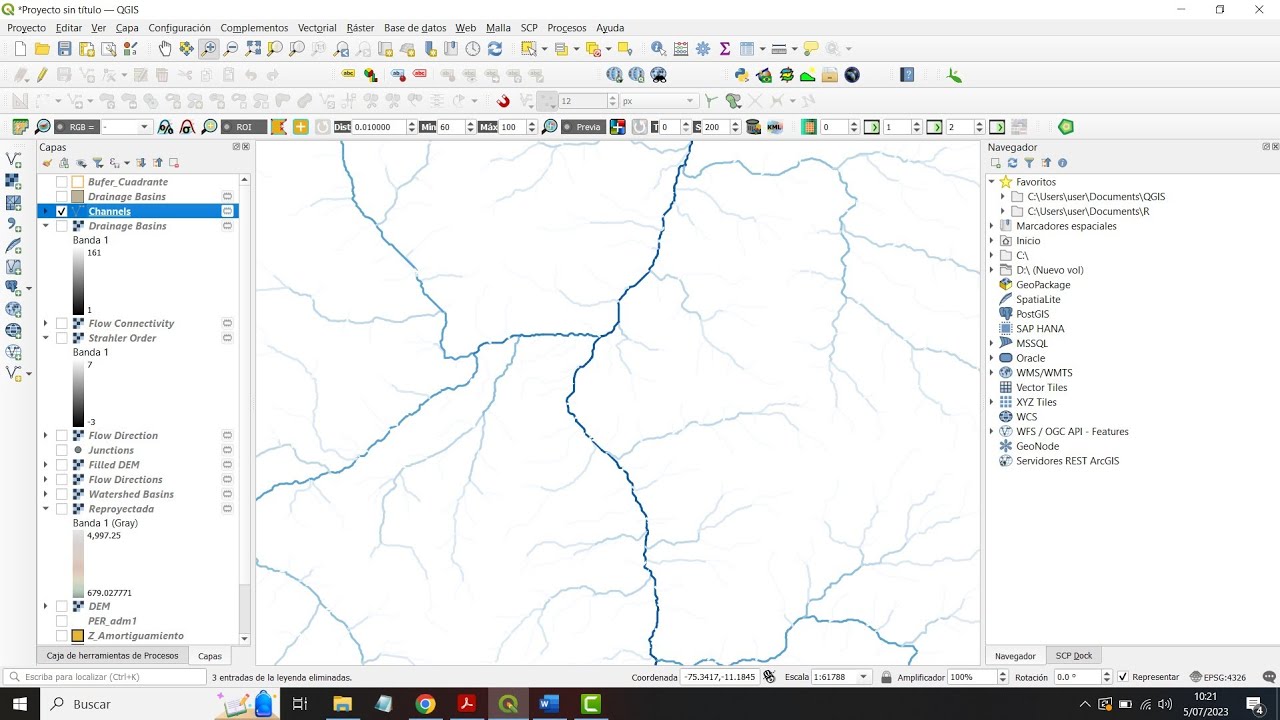 Generar redes de drenaje (ríos) a partir de DEM en QGIS (Con algoritmo ...