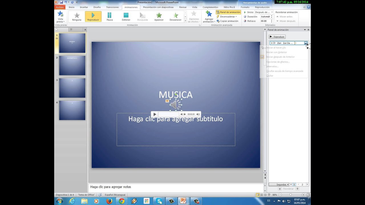 COMO INSERTAR SONIDO EN POWERPOINT - YouTube