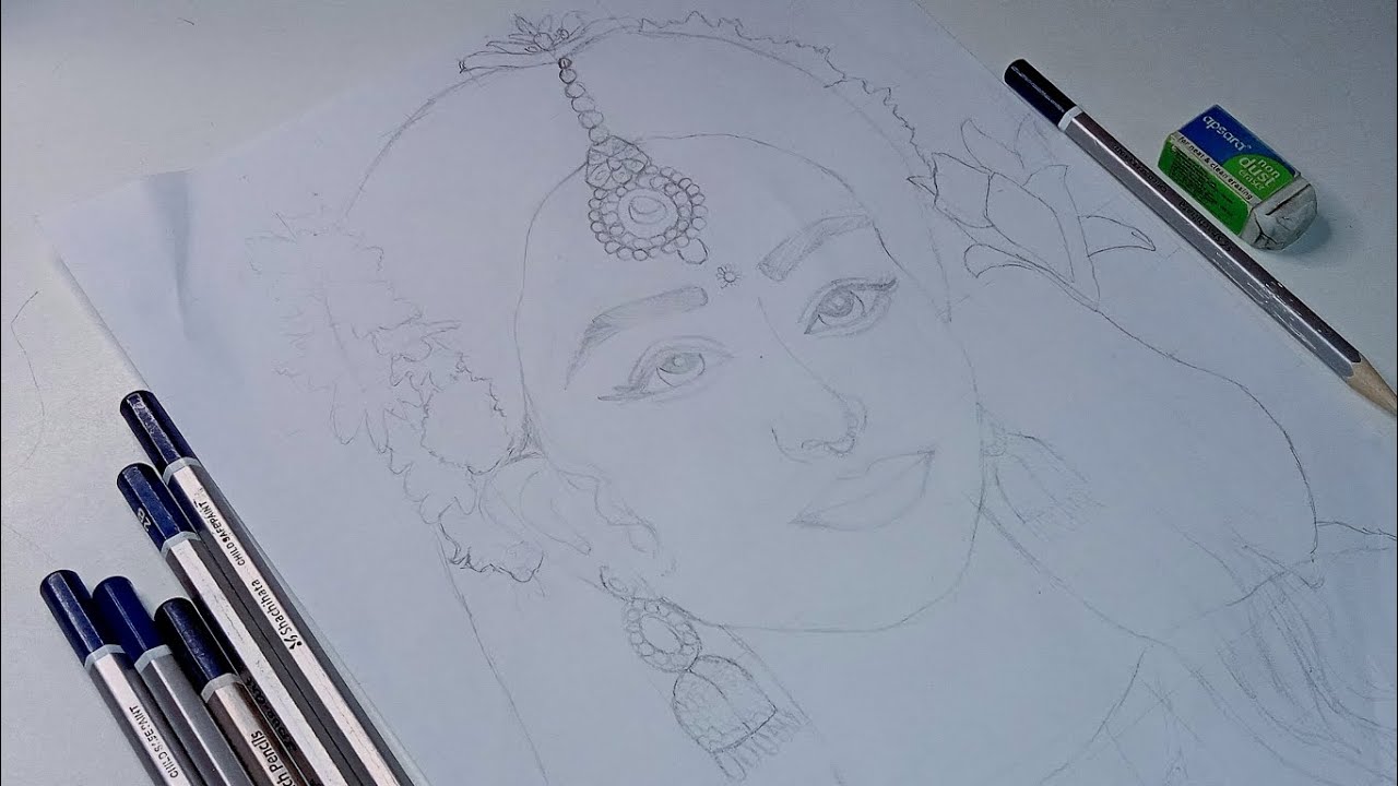 How to draw Radha Rani | Radha Rani Drawing #drawing #radharani # ...