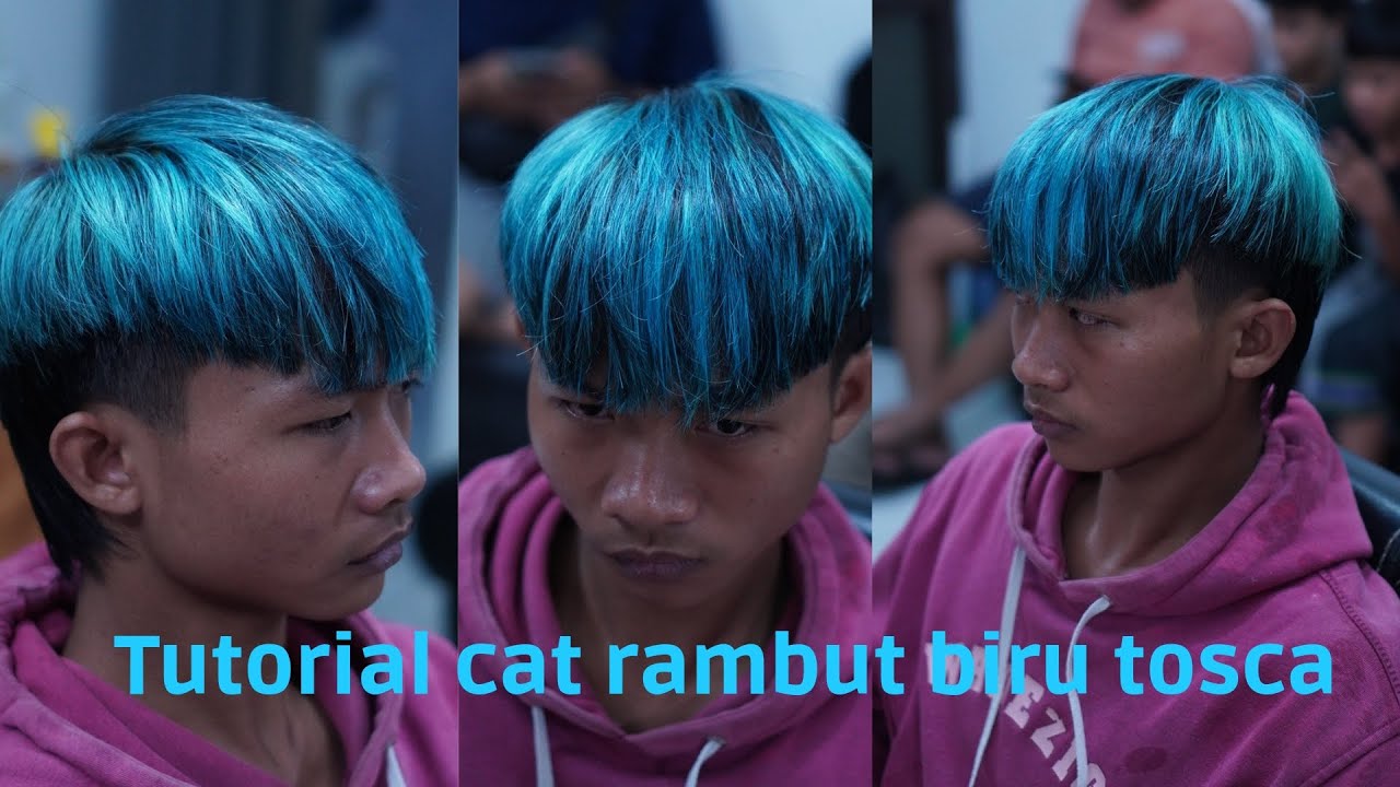 Tutorial cat rambut biru tosca style mullet - YouTube