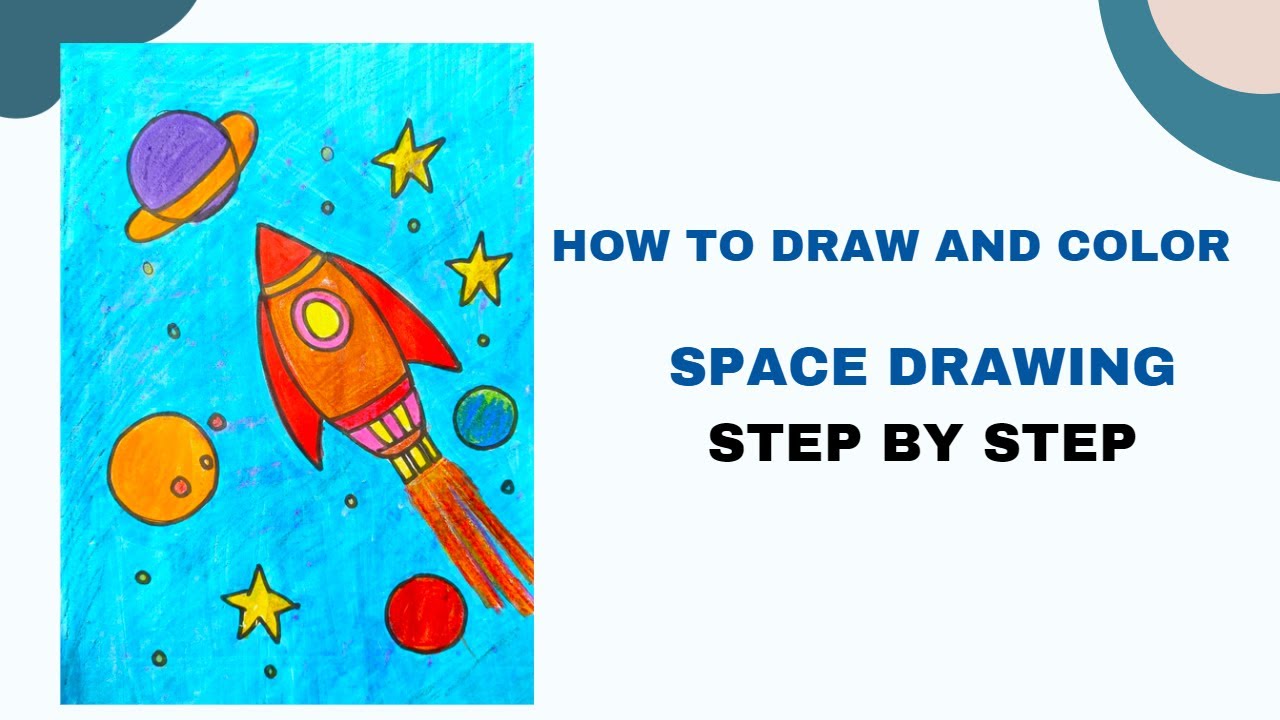 Space drawing and coloring | How to draw space step by step drawing and ...