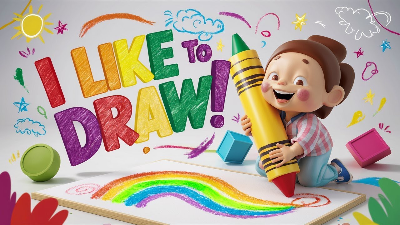 I Like To Draw | Colors And Shapes Song | Fun nursery Rhymes - YouTube