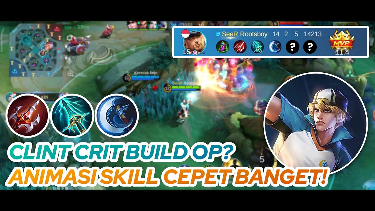 CLINT GAMEPLAY | CLINT CRIT BUILD OP? ANIMASI SKILL CEPET BANGET ...