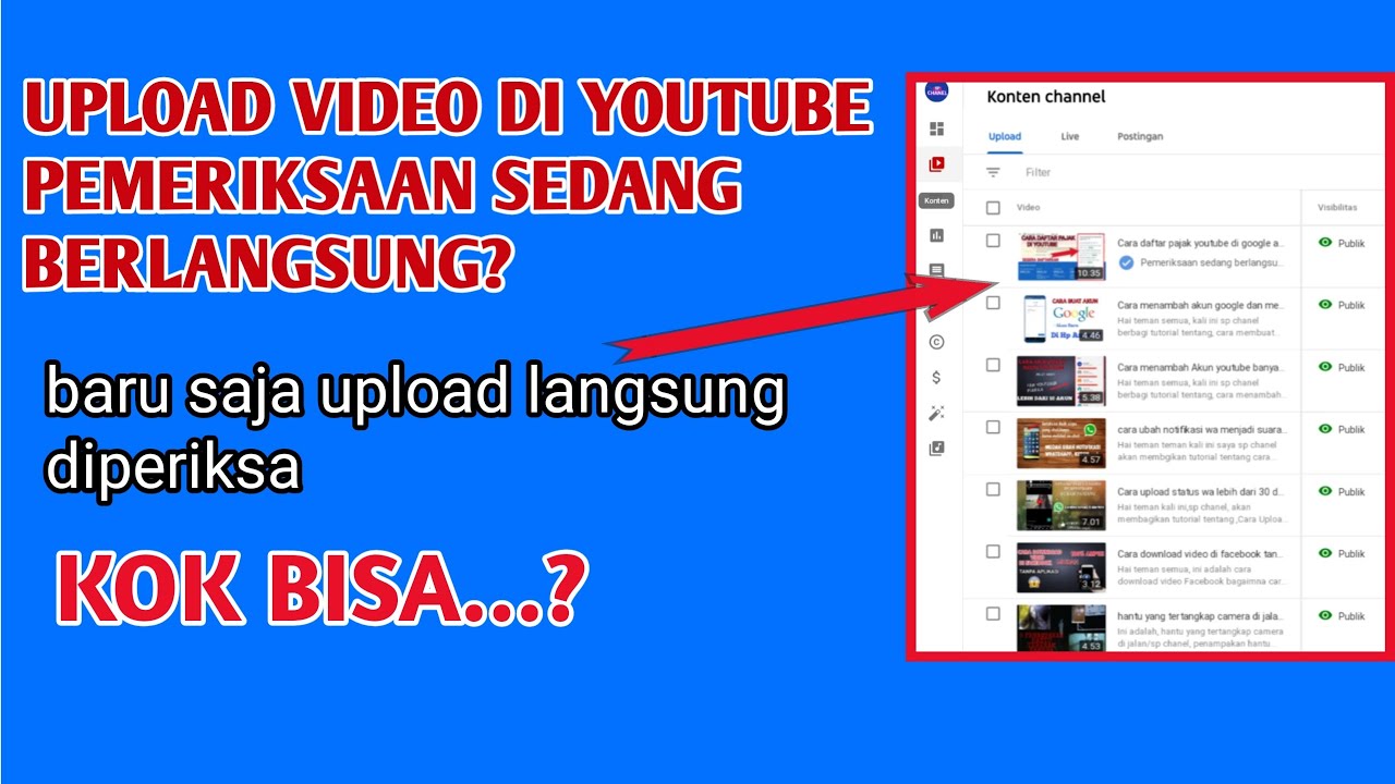 pemeriksaan sedang berlangsung upload video di youtube|| youtube checks ...