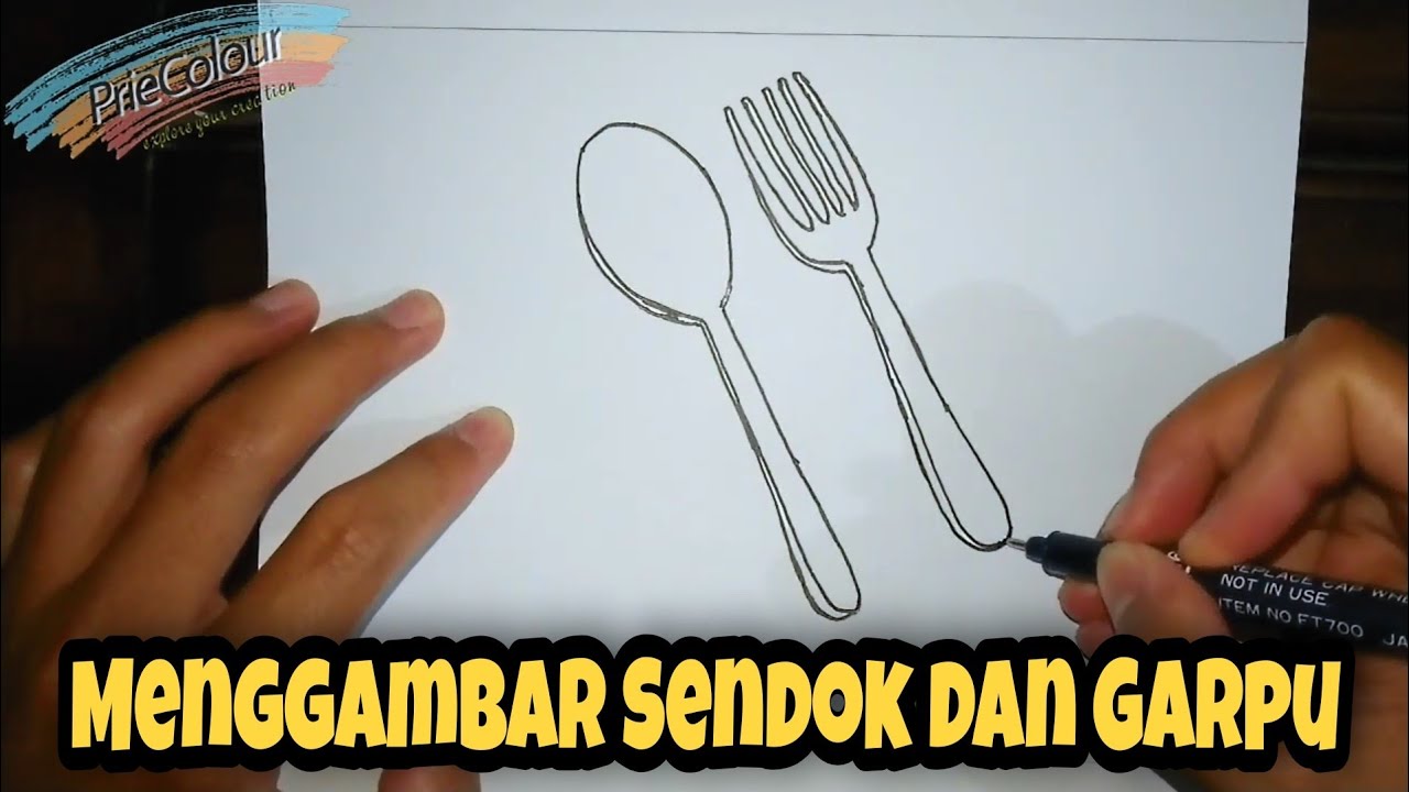 Cara menggambar Sendok dan Garpu yang mudah simple untuk pemula dan ...