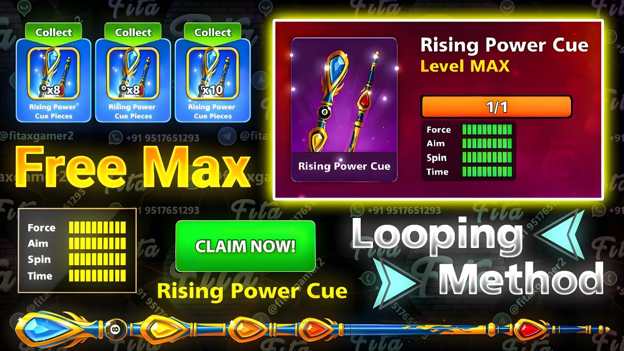 Rising Power Cue Max Trick ‍🔥 8 ball pool rising power cue max trick 💲 ...