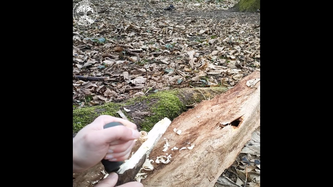 5 steps - starting a fire with feather sticks and a ferrocene (ferro ...