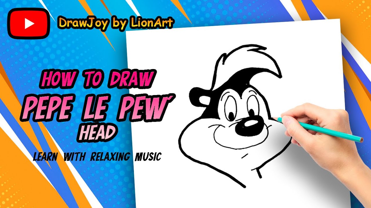 How to Draw Pepe le Pew's Head: Learn with Relaxing Music - YouTube