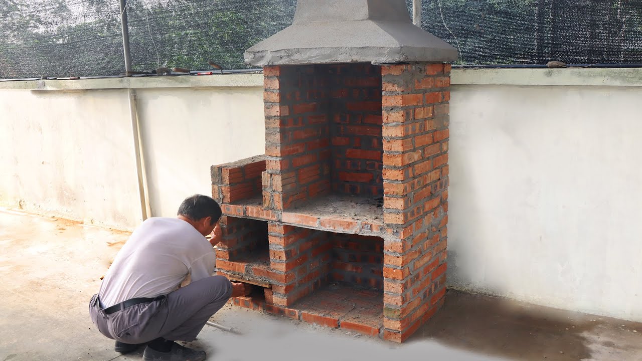 Build a beautiful 2-in-1 wood stove from red bricks and cement - YouTube