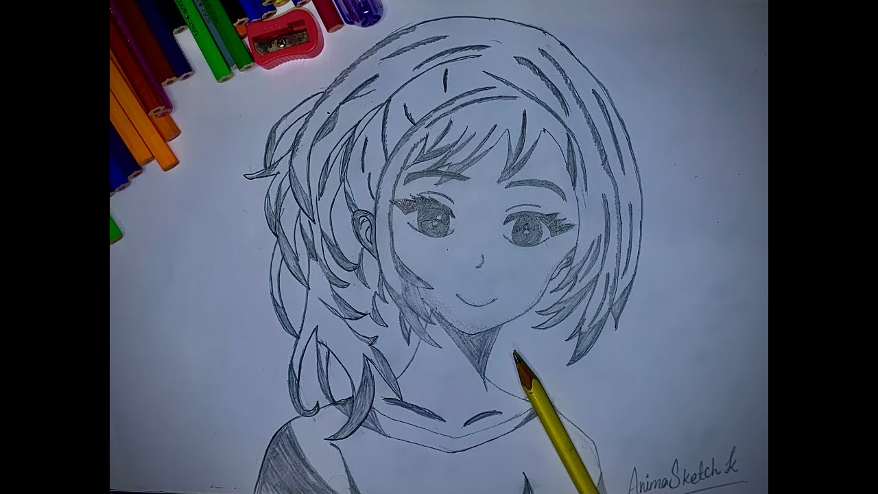How to draw cute anima girl__Easy drawing ideas for beginner's - YouTube