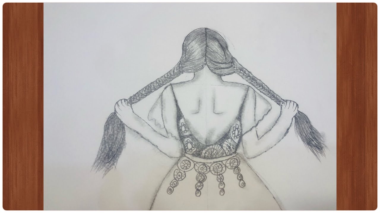 how to draw a girl with double braid hairstyle ||girl with two braids ...