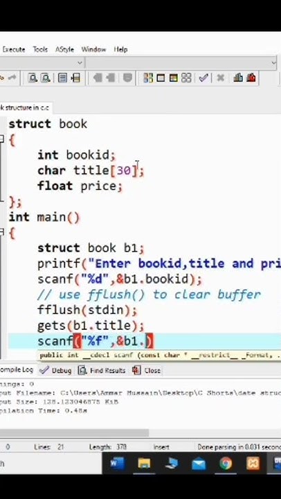#90 Book Structure in C Programming | C Struct | C Programming #shorts - YouTube