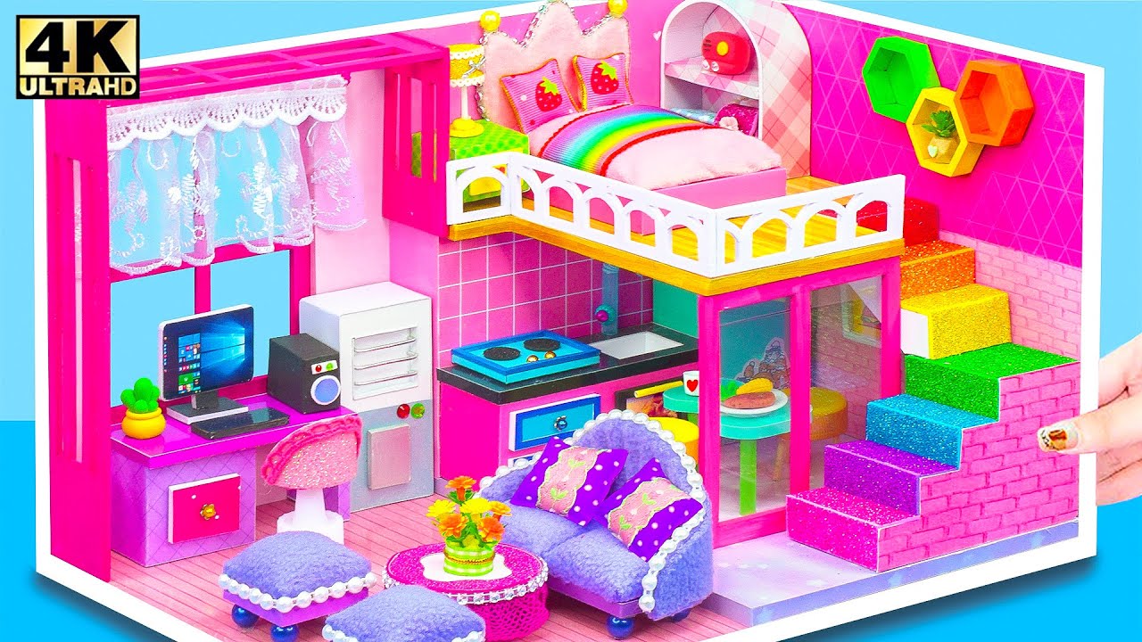 Design and Build Simplest Pink House with Bedroom, Kitchen and Living ...