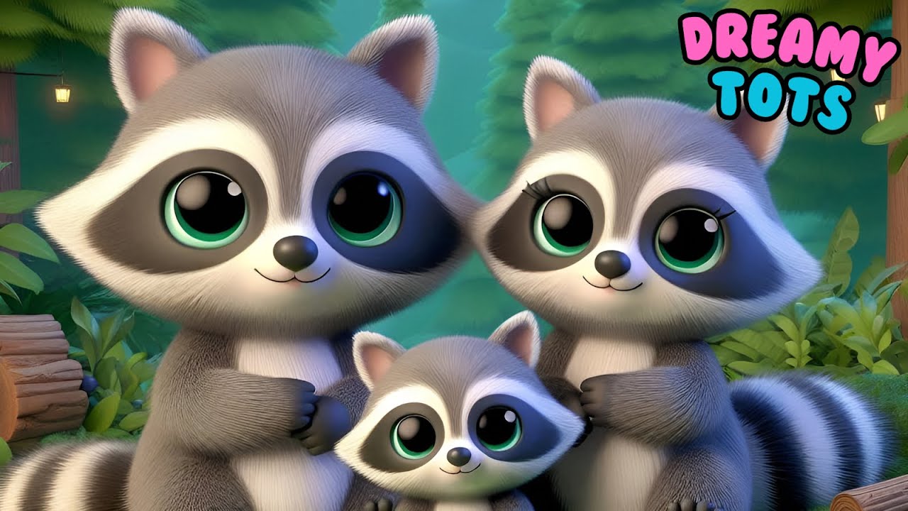 LEARN ENGLISH | KIDS SONG & NURSERY RHYMES | RACCOONS SONG | HAPPY ...