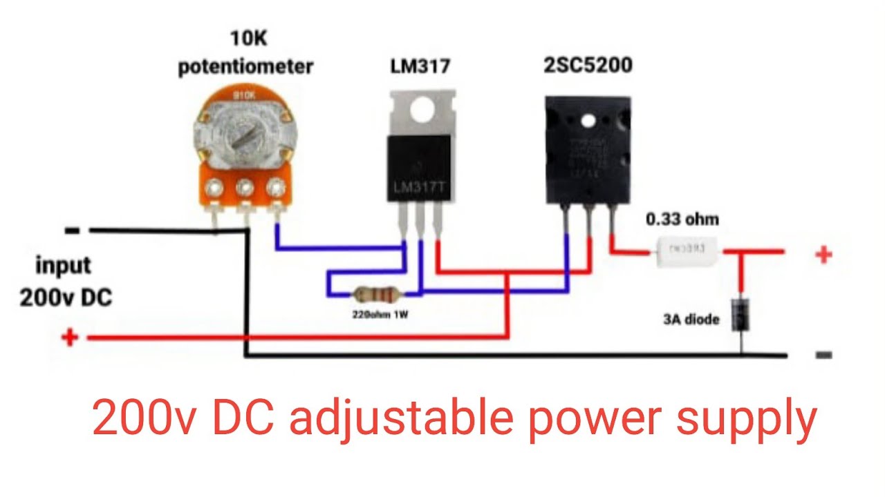 voltage regulator circuit//adjustable DC power supply 200v #powersupply ...