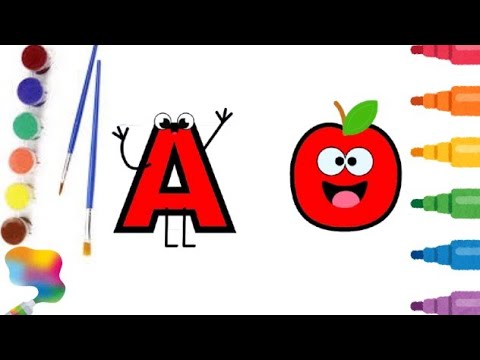 ABC's | Drawing A Alphabet & Apple | Apple Drawing & Coloring Video for ...