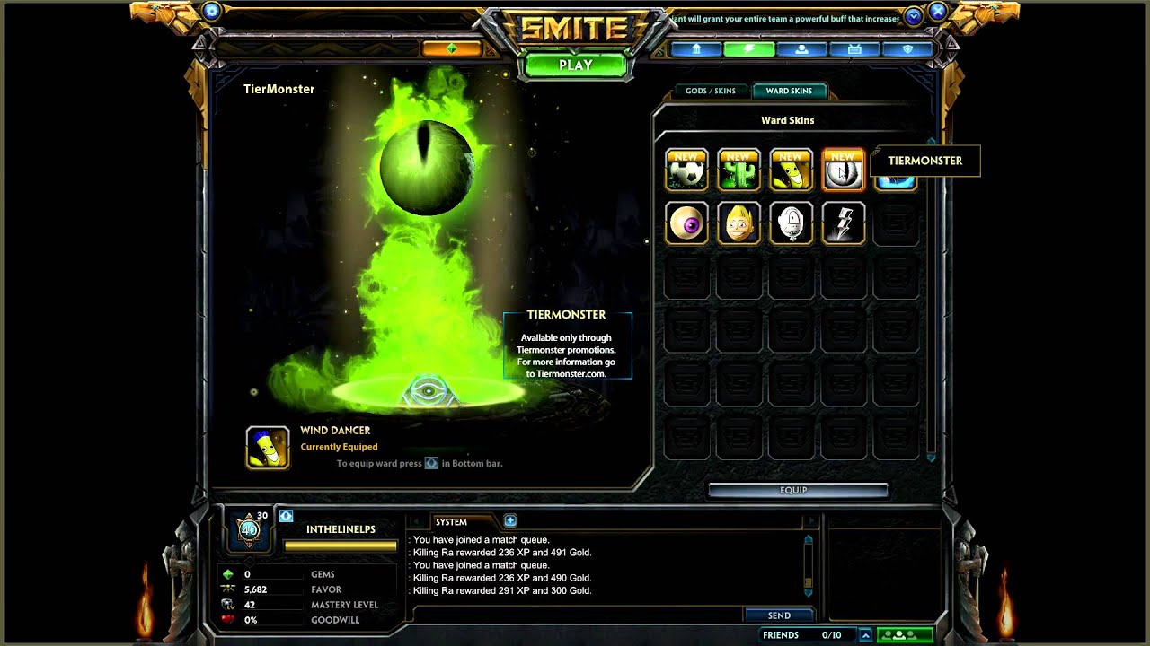 Smite - Skin Spotlight - Ward Skins Mr.Cactus, Wind Dancer, TierMonster ...