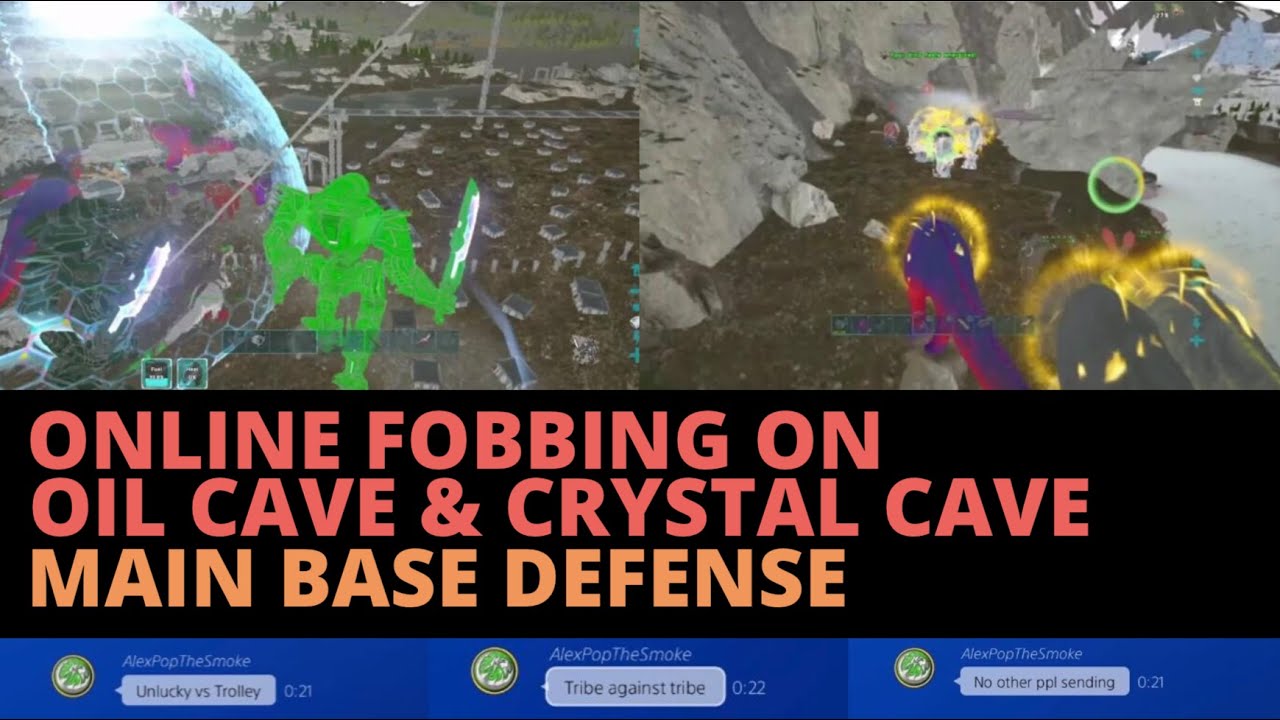 ONLINE FOBBING ON OIL CAVE & CRYSTAL CAVE - MAIN BASE DEFENSE | ARK ...